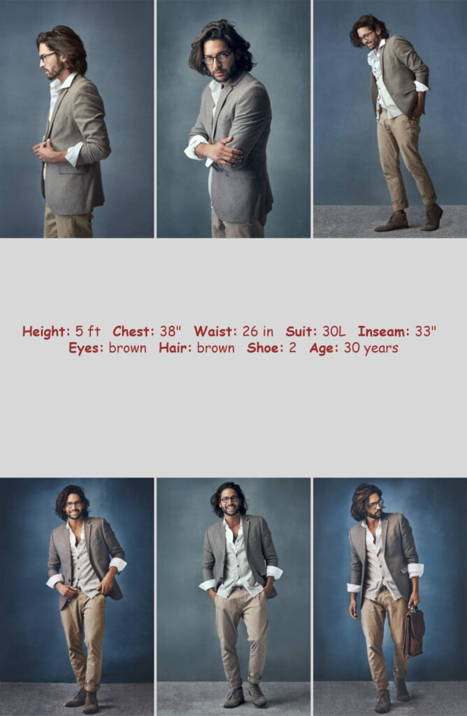 Polished Portfolio Presentation: High-Quality Compcard Template for Men
