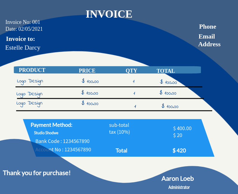 Blue Wave GraphiKit: Modern Invoice Template | Graphic Design Banner Set