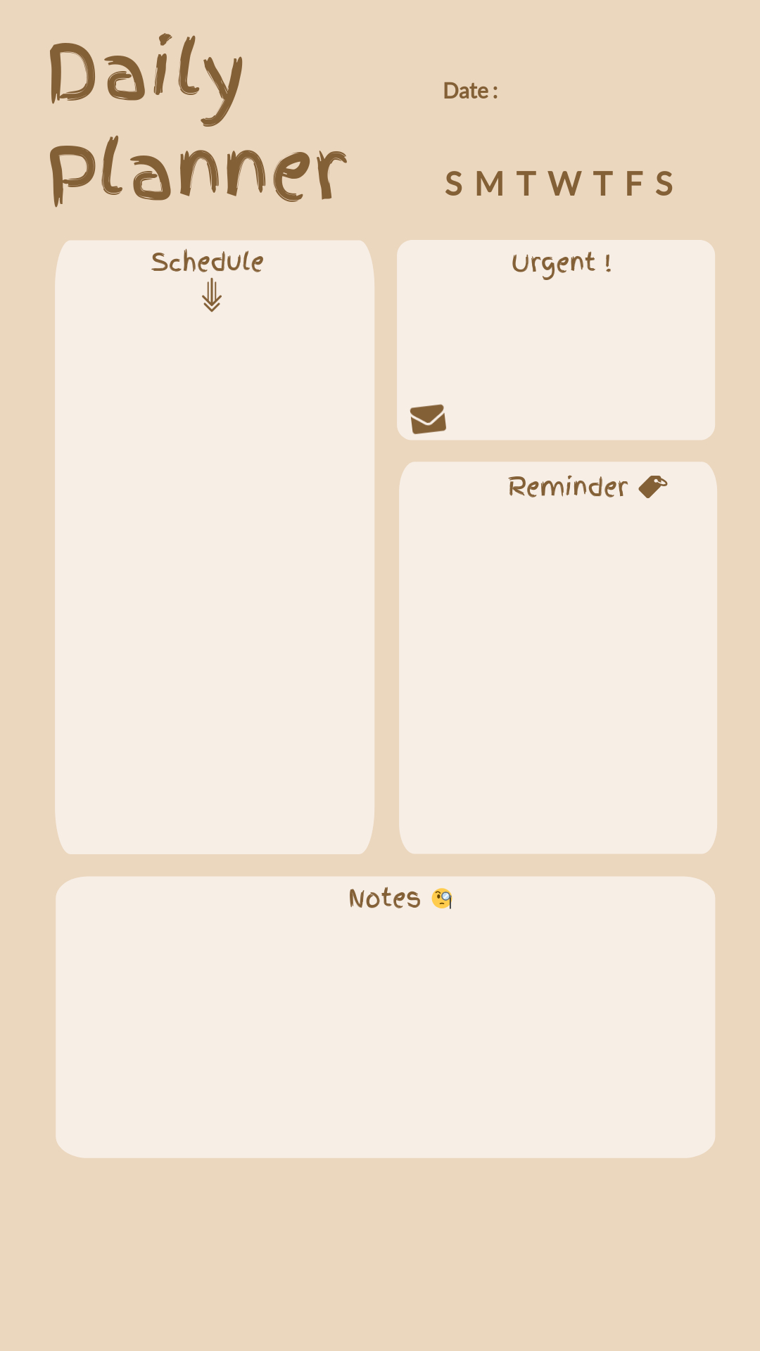 Beige Brown Texture Cute Cottagecore Daily Planner A4 | Aesthetic ...