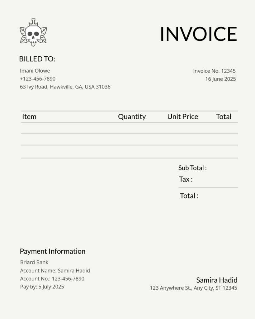 Fashion Invoice Template - Stylish & Professional Billing for Fashion ...