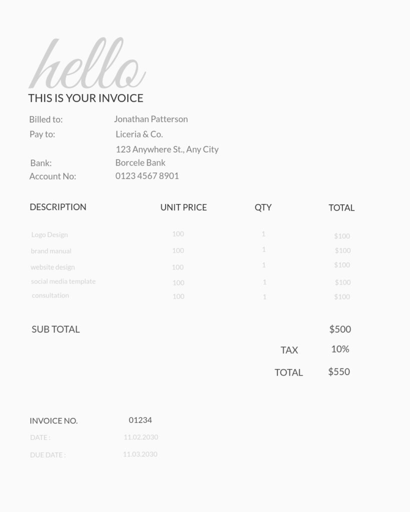 Black and White Clean Modern Invoice Template | Professional ...